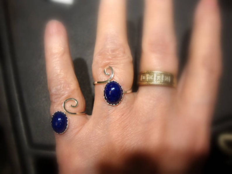 Lapis Ring Adjustable -choose Sizes 3 to 15- 10x8mm Solid Silver (925 ...