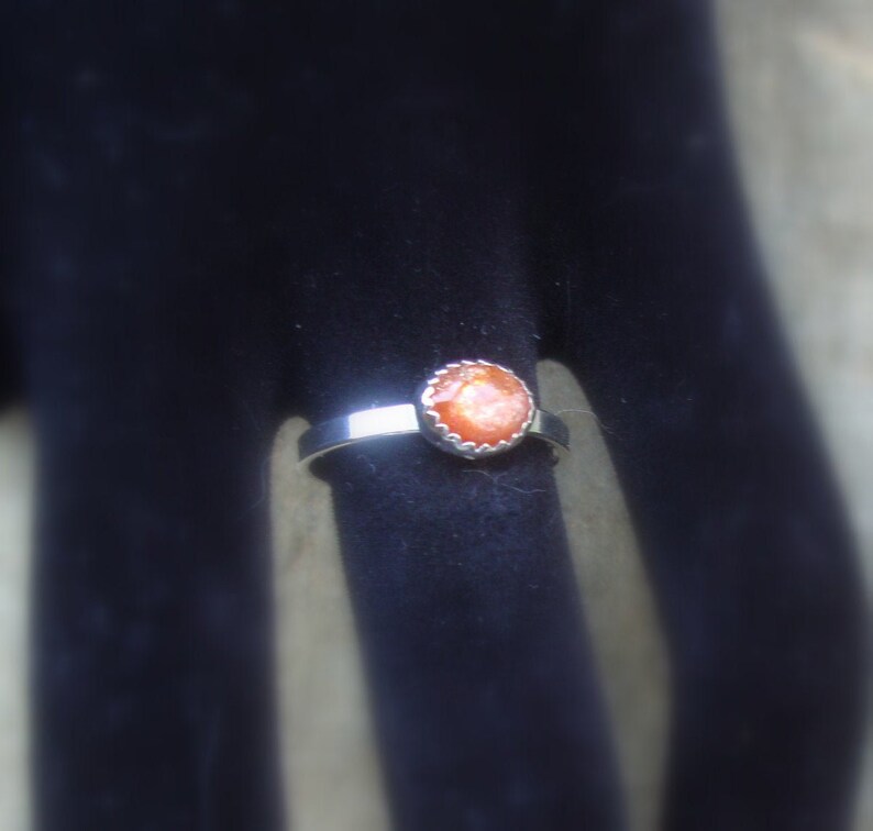Ring Simple Sunstone eco-friendly solid sterling silver | Etsy