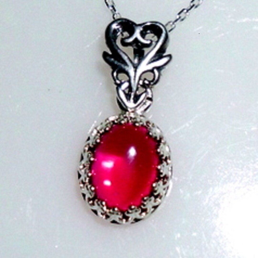 Ruby Pendant Necklace 10x8 Mm Oval Ethical Solid Sterling Silver ...