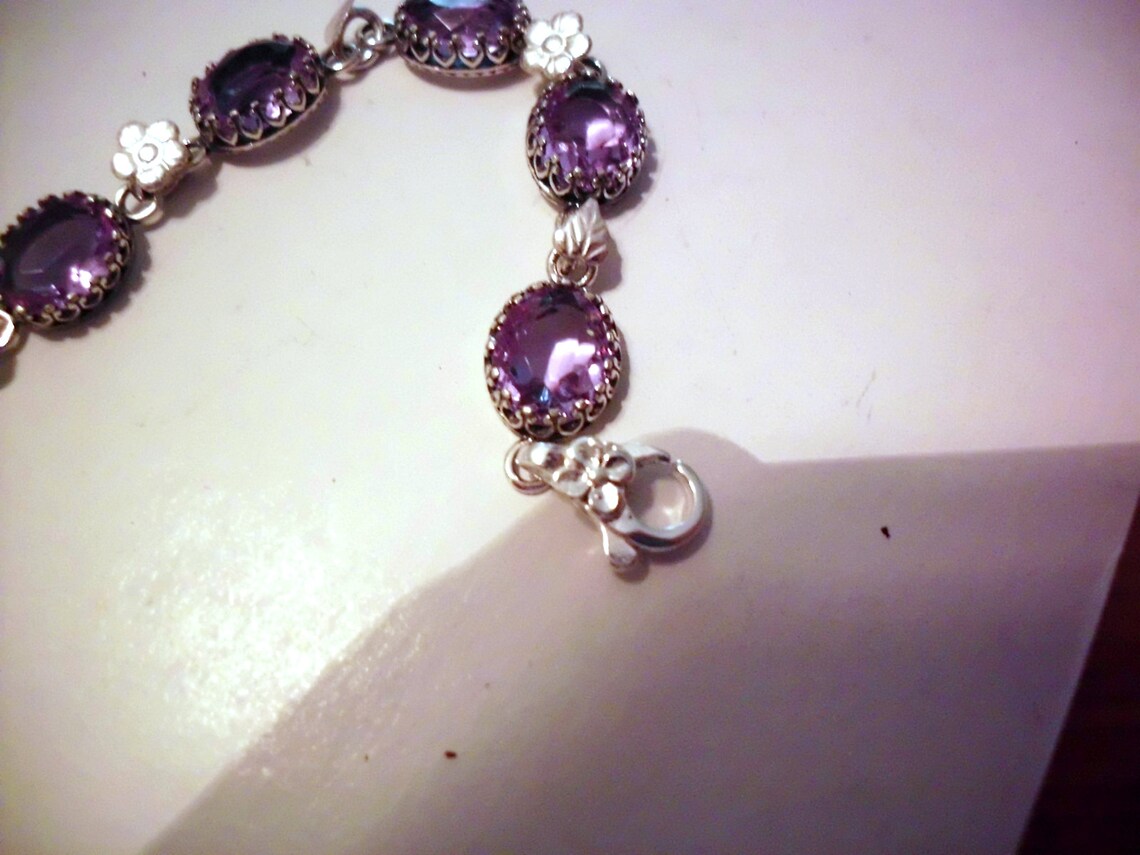 Alexandrite Bracelet Color Change Lab Crown Set in .925 | Etsy