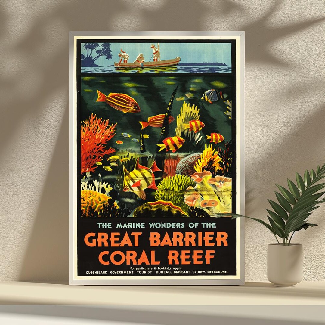 Great Barrier Reef 1930 S Vintage Style Australian Travel Poster ...