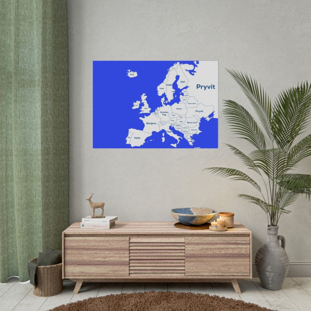 How to Say Hello in Every Country map of Europe - Etsy