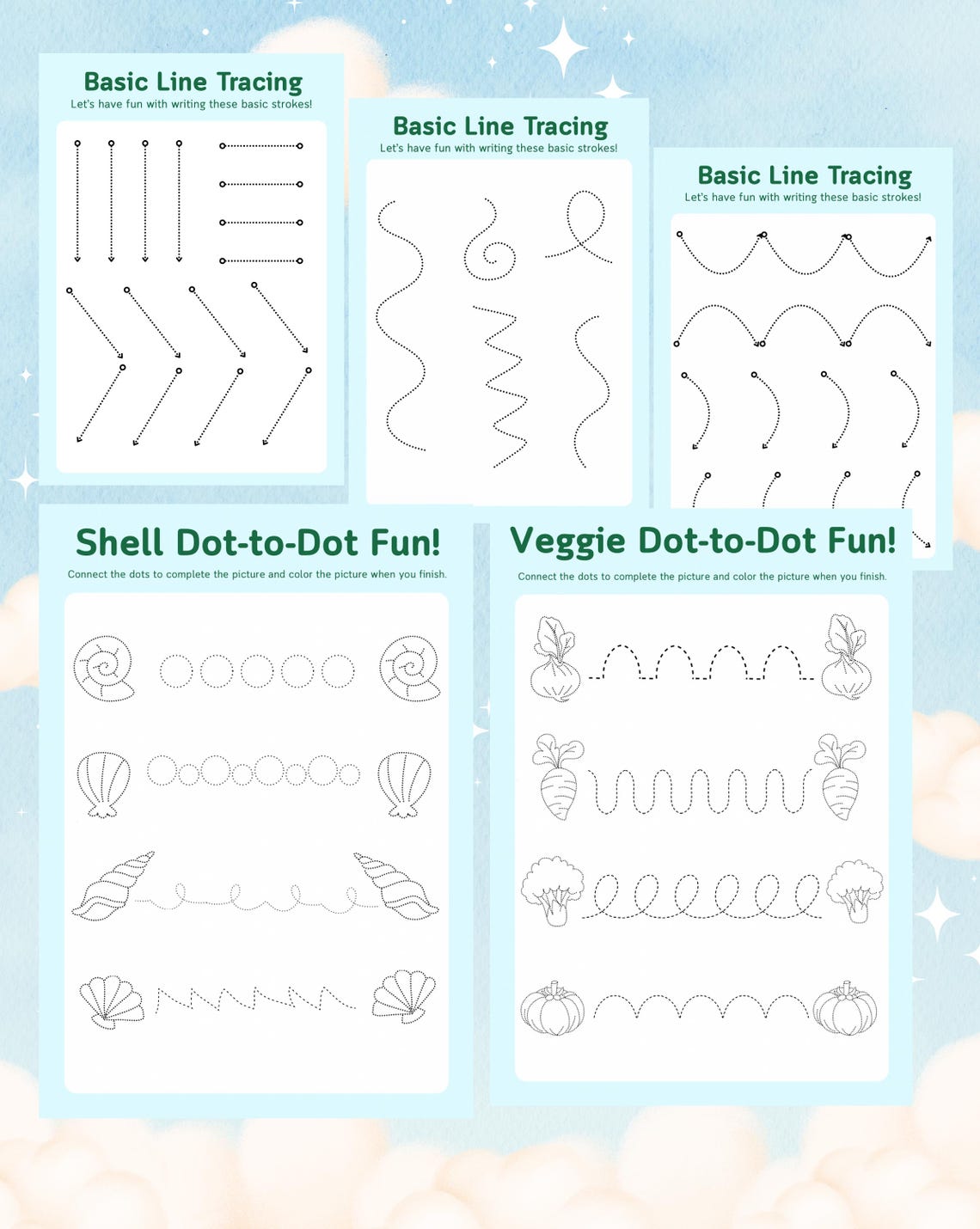 Preschool & Kindergarten Line Tracing Worksheets , 30 Pages Fine Motor ...