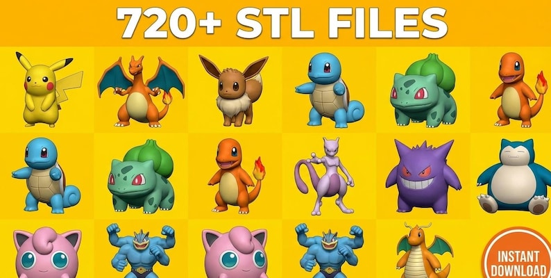 720+ Pokemon STL Bundle | 3D Print Files | Chibi Figures | Cute Kawaii ...