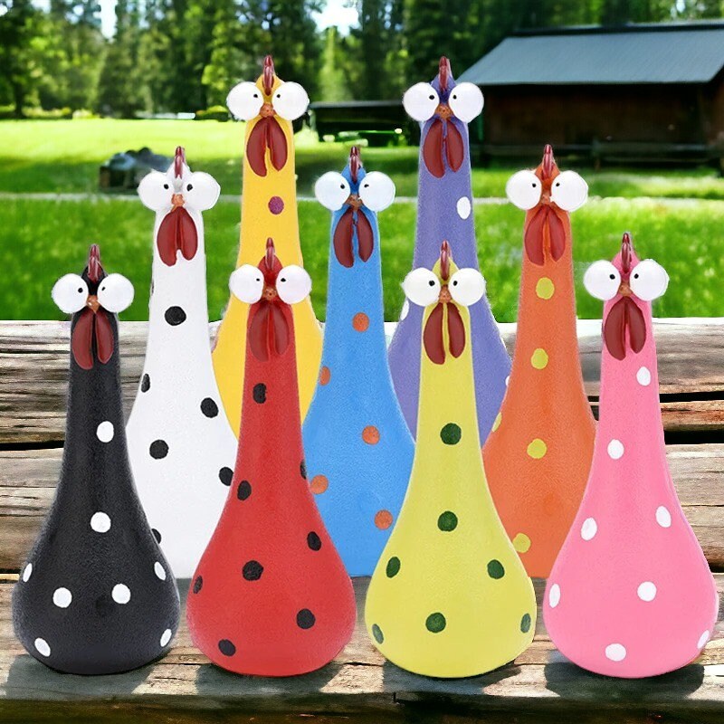 Quirky Chicken Garden Statue outdoor Yard Decor Resin Art for Lawn ...