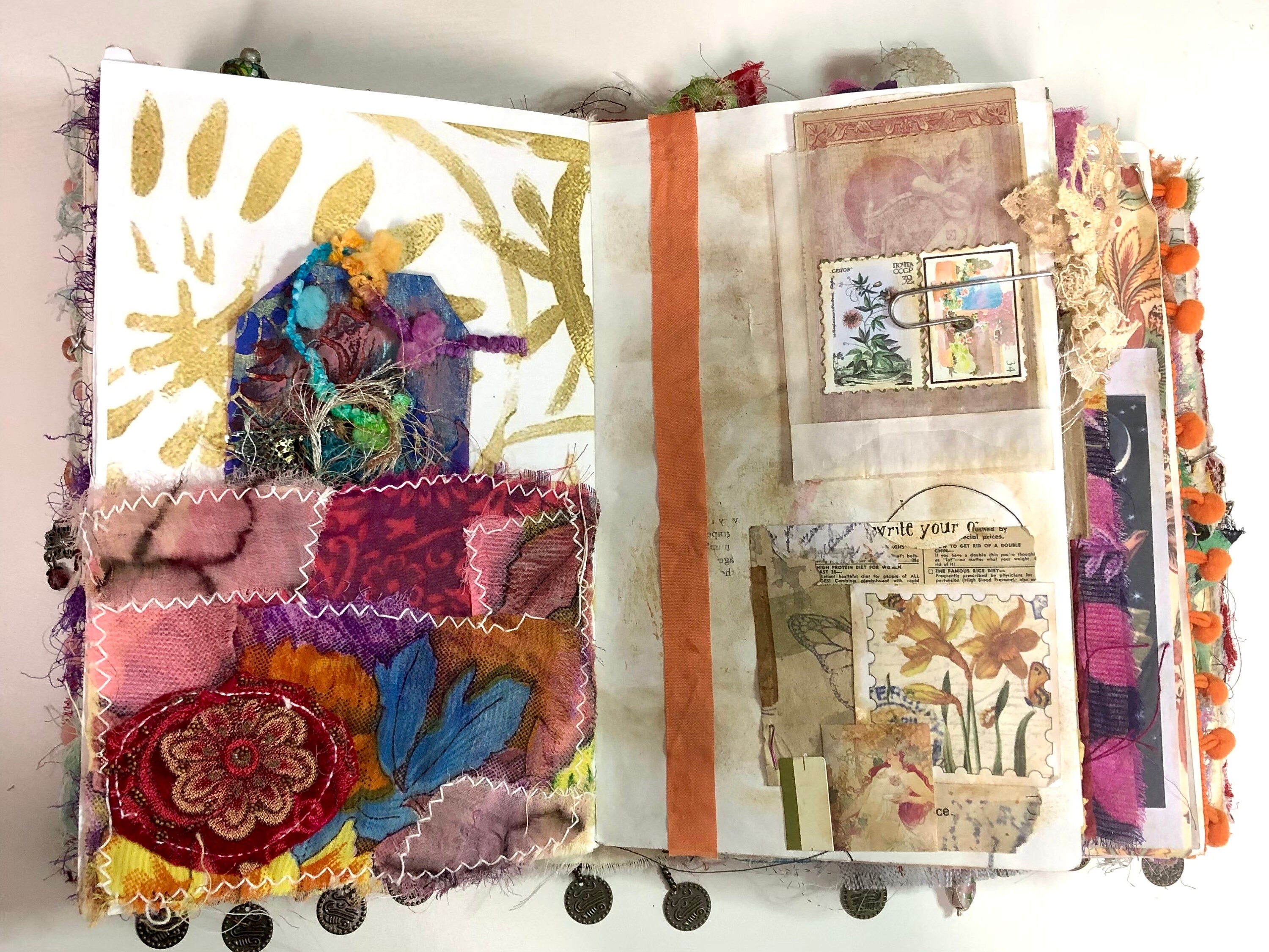 Gypsy Boho Junk Journal Soft Cover Chunky Vintage Silk Handmade ...