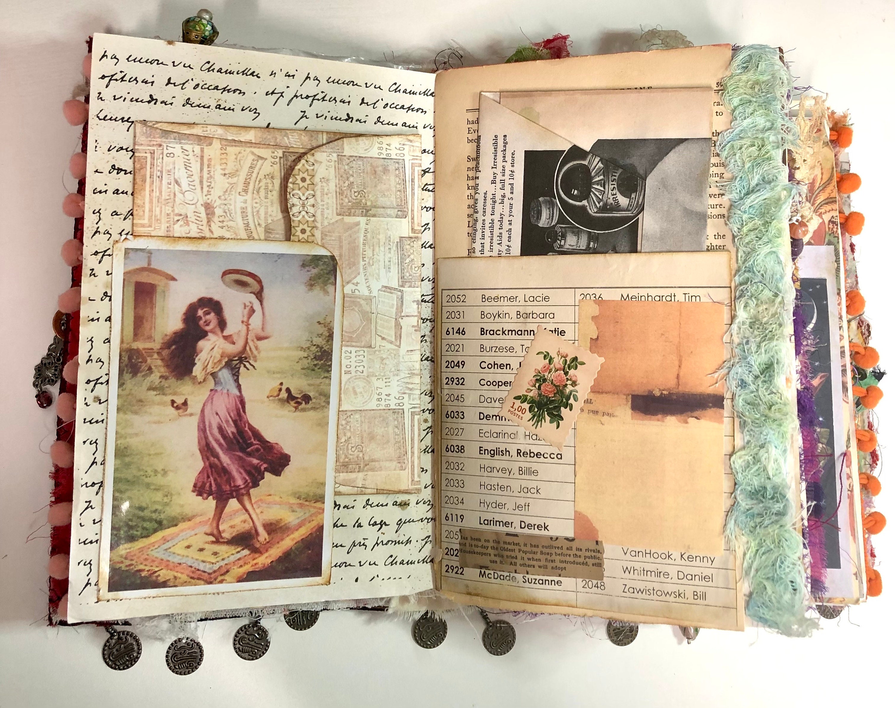 Gypsy Boho Junk Journal Soft Cover Chunky Vintage Silk Handmade ...