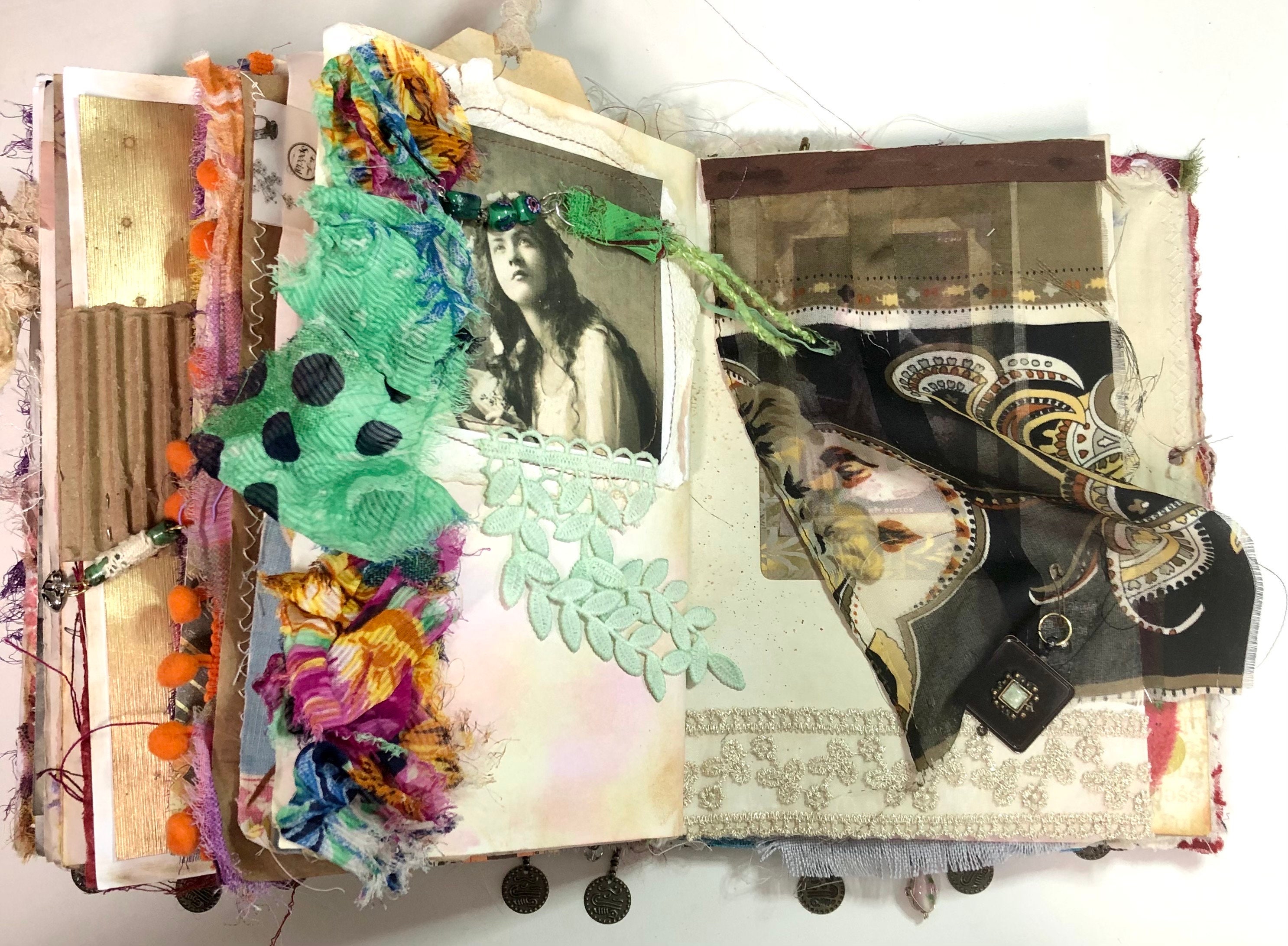 Gypsy Boho Junk Journal Soft Cover Chunky Vintage Silk Handmade ...