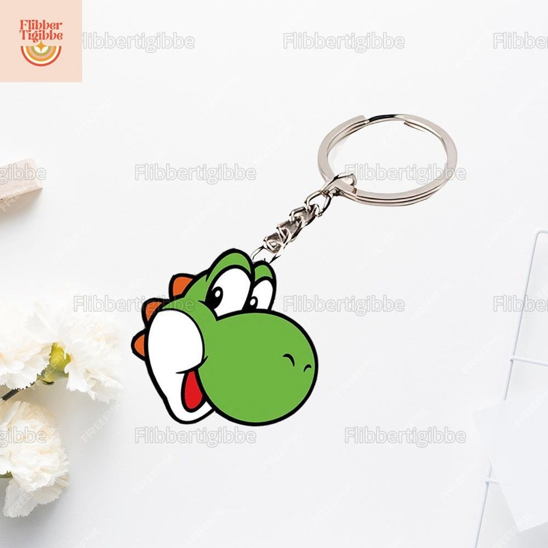 Toad Yoshi Keychain, Super Mario Keyring, Toad Yoshi Handmade Keychain ...