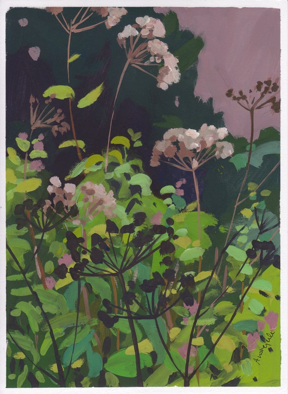 Heads in Shadow Wildflower Art Gouache on Paper 20x27cm | Etsy