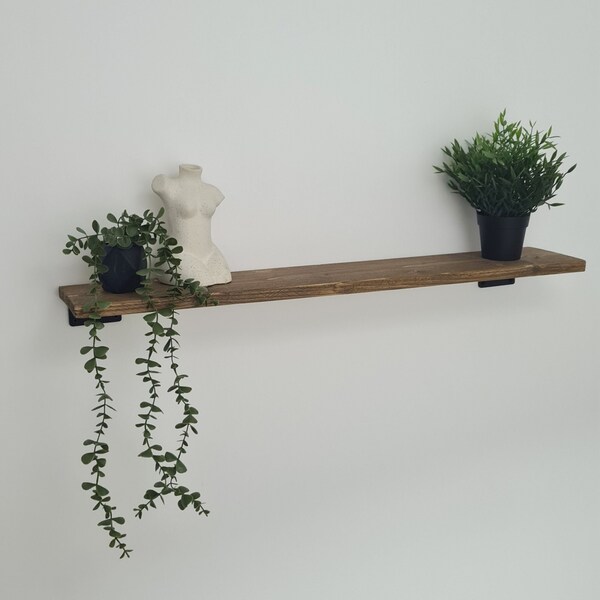 Narrow Wooden Shelf Industrial - Etsy UK