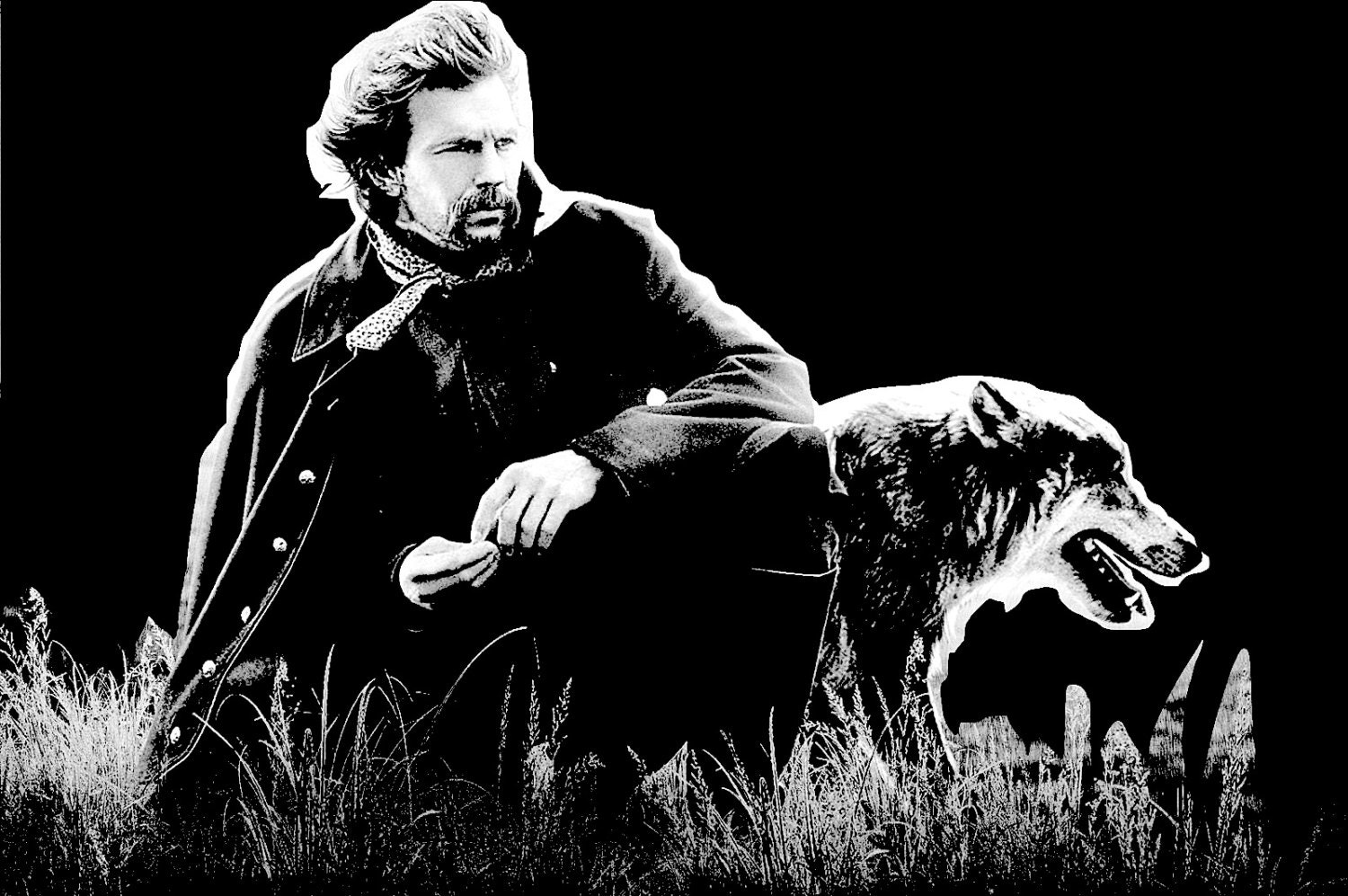 Pensive With Wolves Kevin Costner T-shirt - Etsy