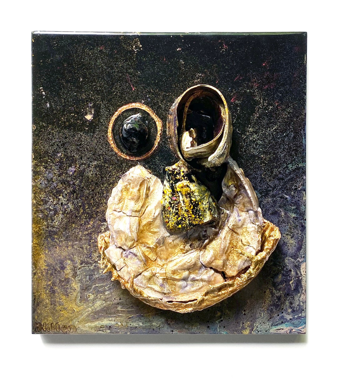 Abstract Mixed Media Face Wall Art, Primitive, Colorful & Whimsical ...