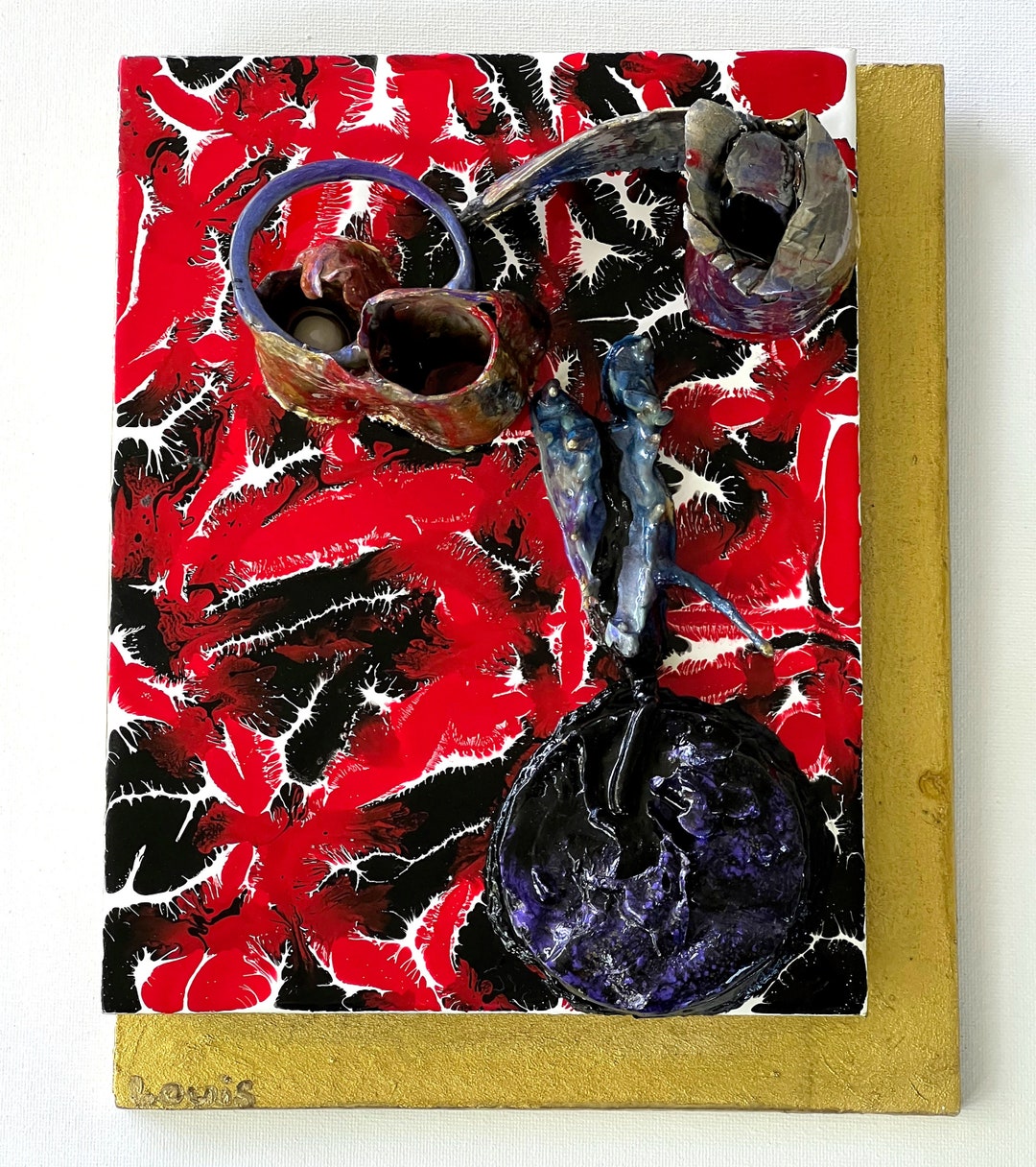 Abstract Mixed Media Face Wall Art, Primitive, Colorful and Whimsical ...