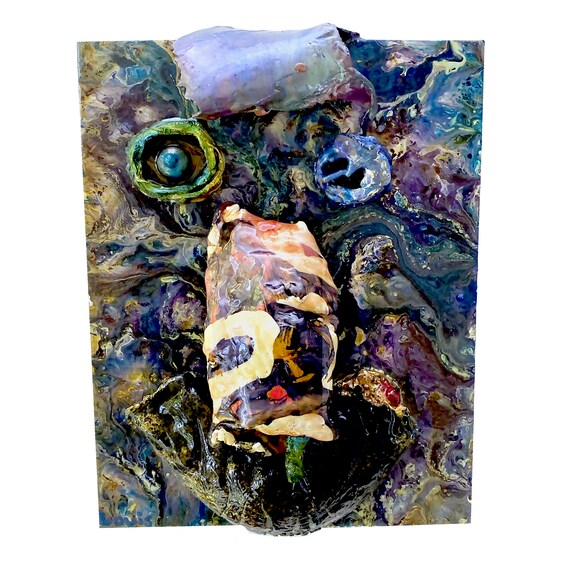 Abstract Dimensional Mixed Media Face Wall Art Primitive | Etsy