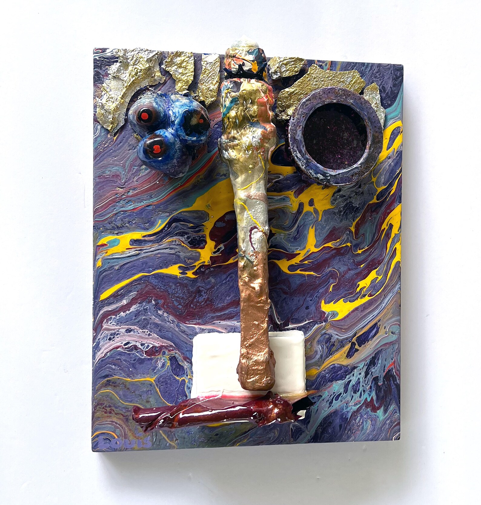 Abstract Mixed Media Face Wall Art, Primitive, Purple - Visage - 227 - Etsy