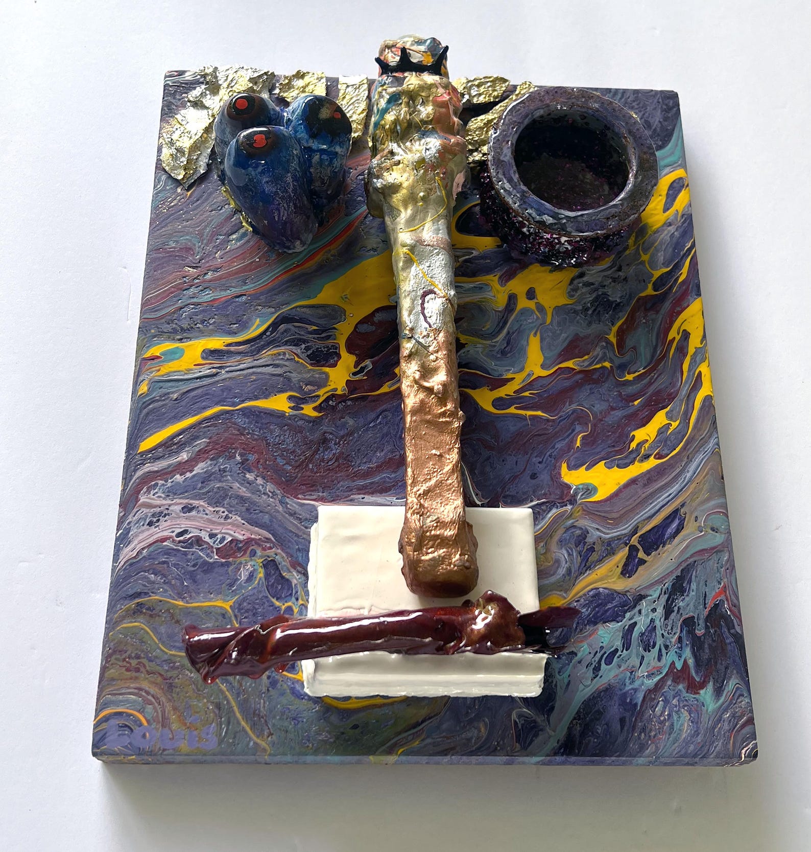 Abstract Mixed Media Face Wall Art, Primitive, Purple - Visage - 227 - Etsy