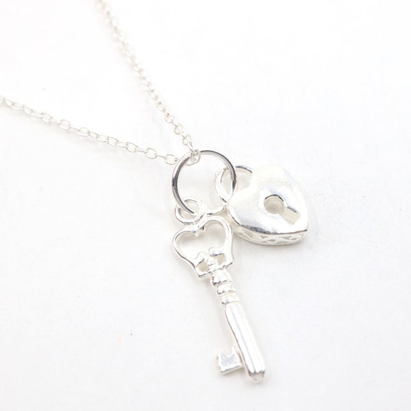Lock and Key Silver Charm - Etsy