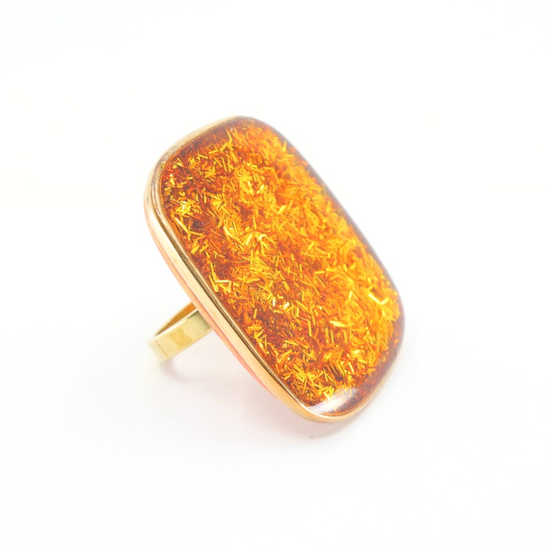 Handmade Rectangle Resin Ring, Composition Shimming Ring, Handmade Ring ...