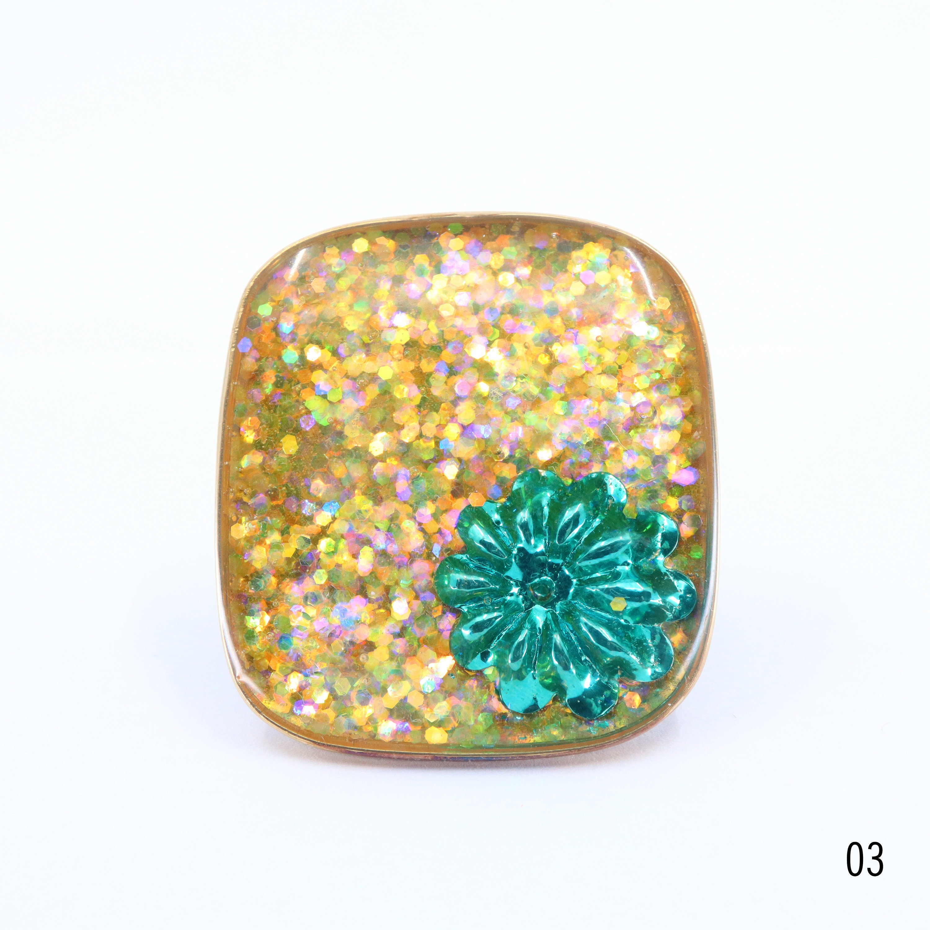Handmade Rectangle Resin Ring, Composition Shimming Ring, Handmade Ring ...