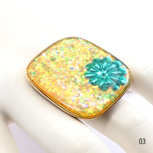 Handmade Rectangle Resin Ring, Composition Shimming Ring, Handmade Ring ...