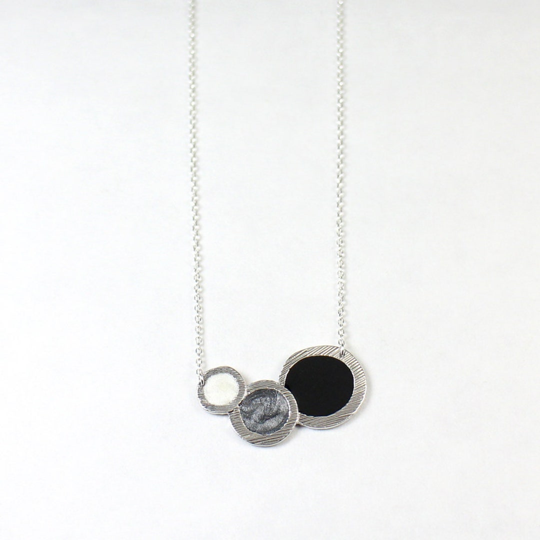 Pluto's Moon Silver Round and Diamond Shape Necklace, Handmade Resin ...