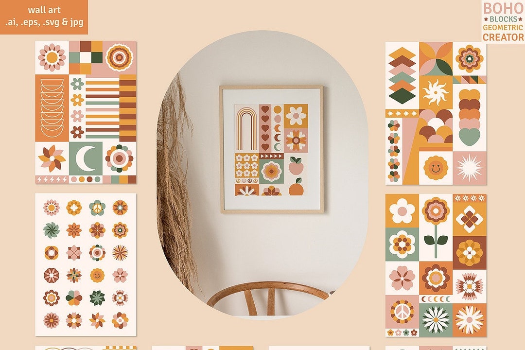 12 Piece Boho Poster, Boho Poster, Boho Wall Art, Modern Boho Wall ...