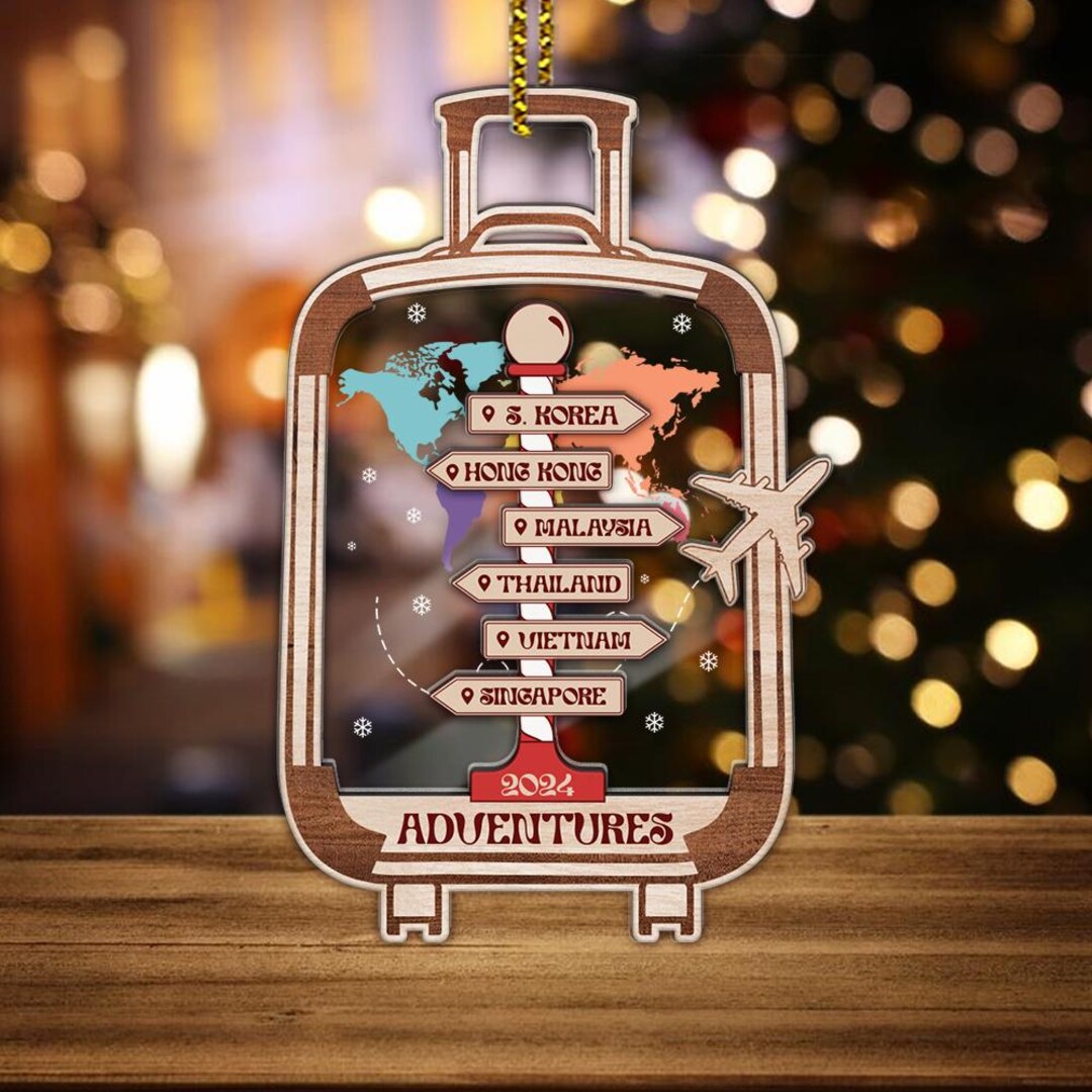Personalized Travel Adventure Ornament, New Adventures Traveler ...