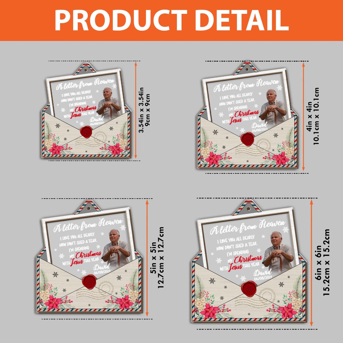 In Loving Memory Ornament, A Letter From Heaven Custom Photo Ornament ...