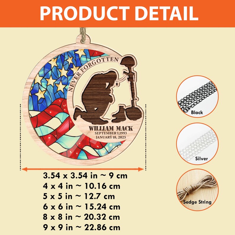 Army Floded Flag Memorial Personalized Suncatcher Ornament, in Loving ...