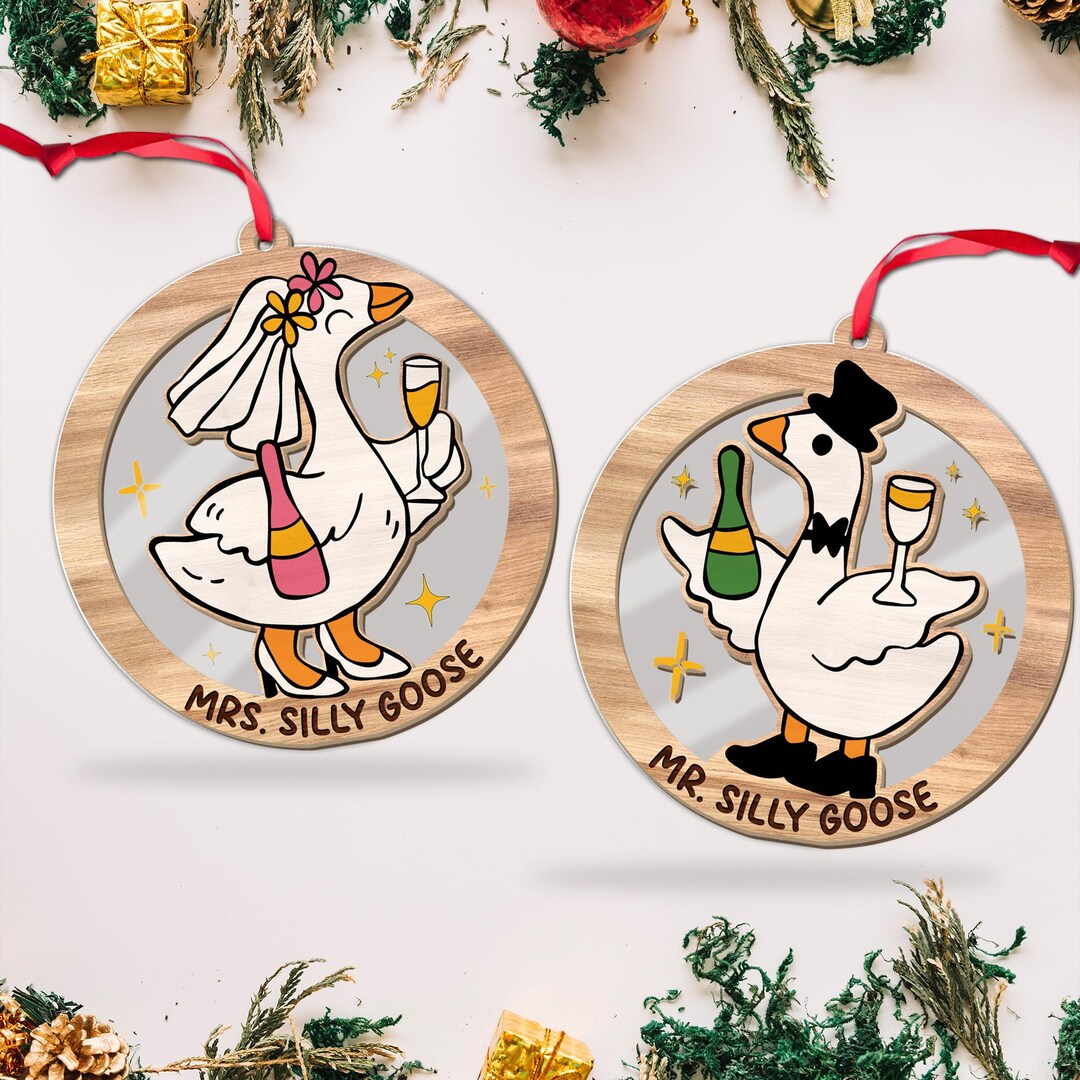 Funny Couple Silly Goose Ornament, Gift for Engaged Anniversary Wedding ...