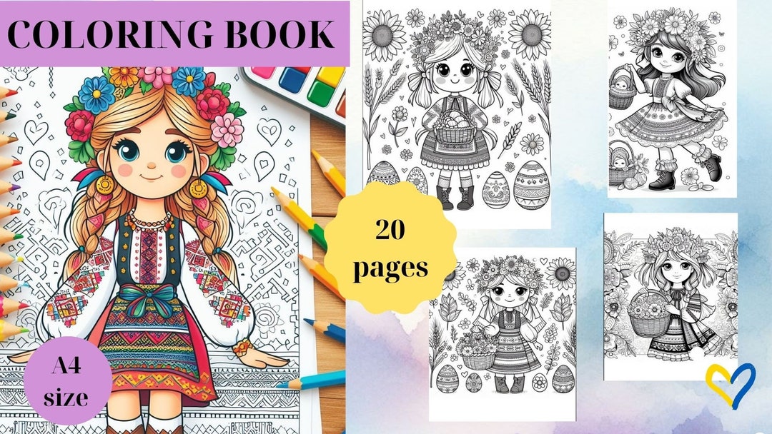 Ukrainian Coloring Pages for Girls - Etsy