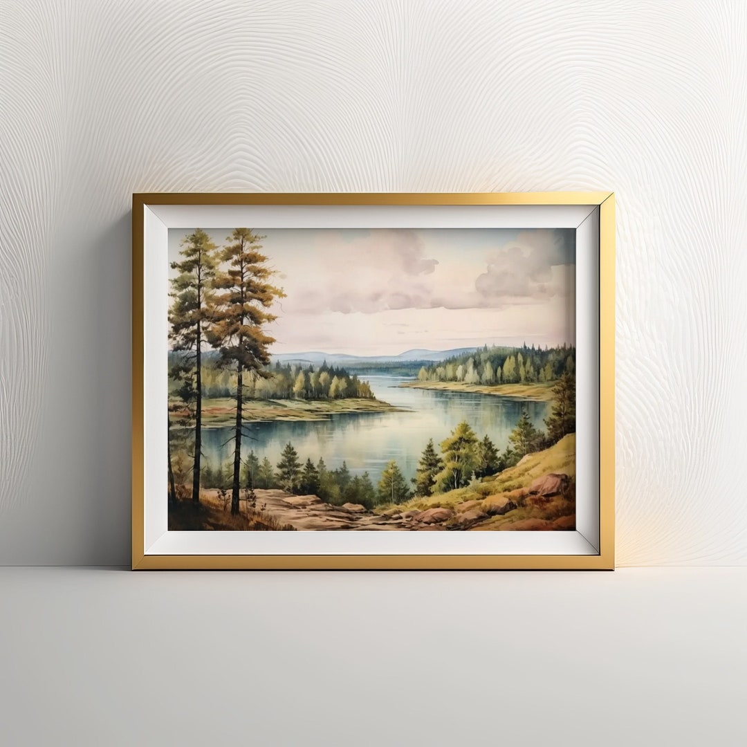 Riverside Trail, Room Decor, Landscape Art, Scenery Decore, Wall Art ...