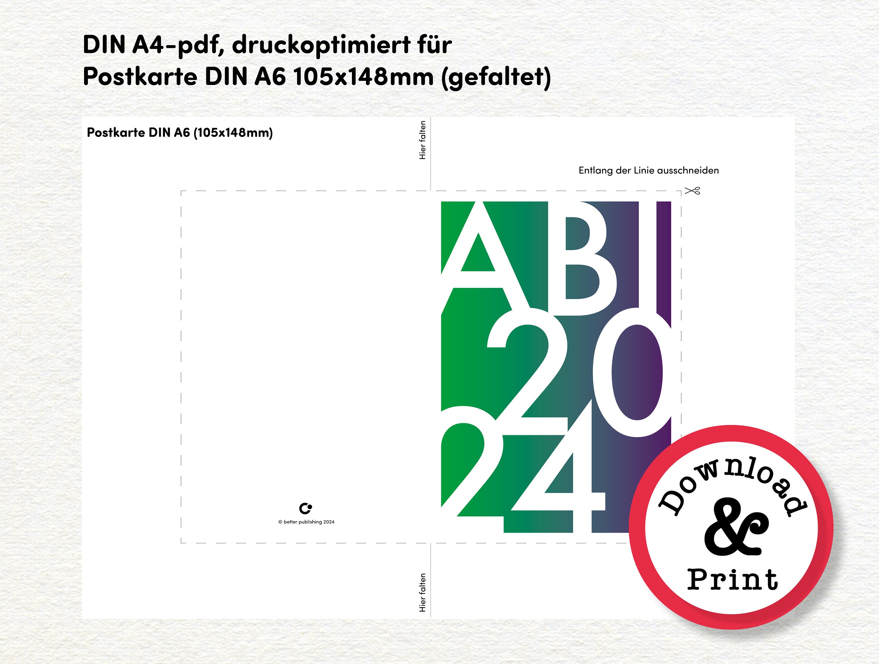 Congratulations Card Abi 2024, Postcard for Graduation, Printable in ...