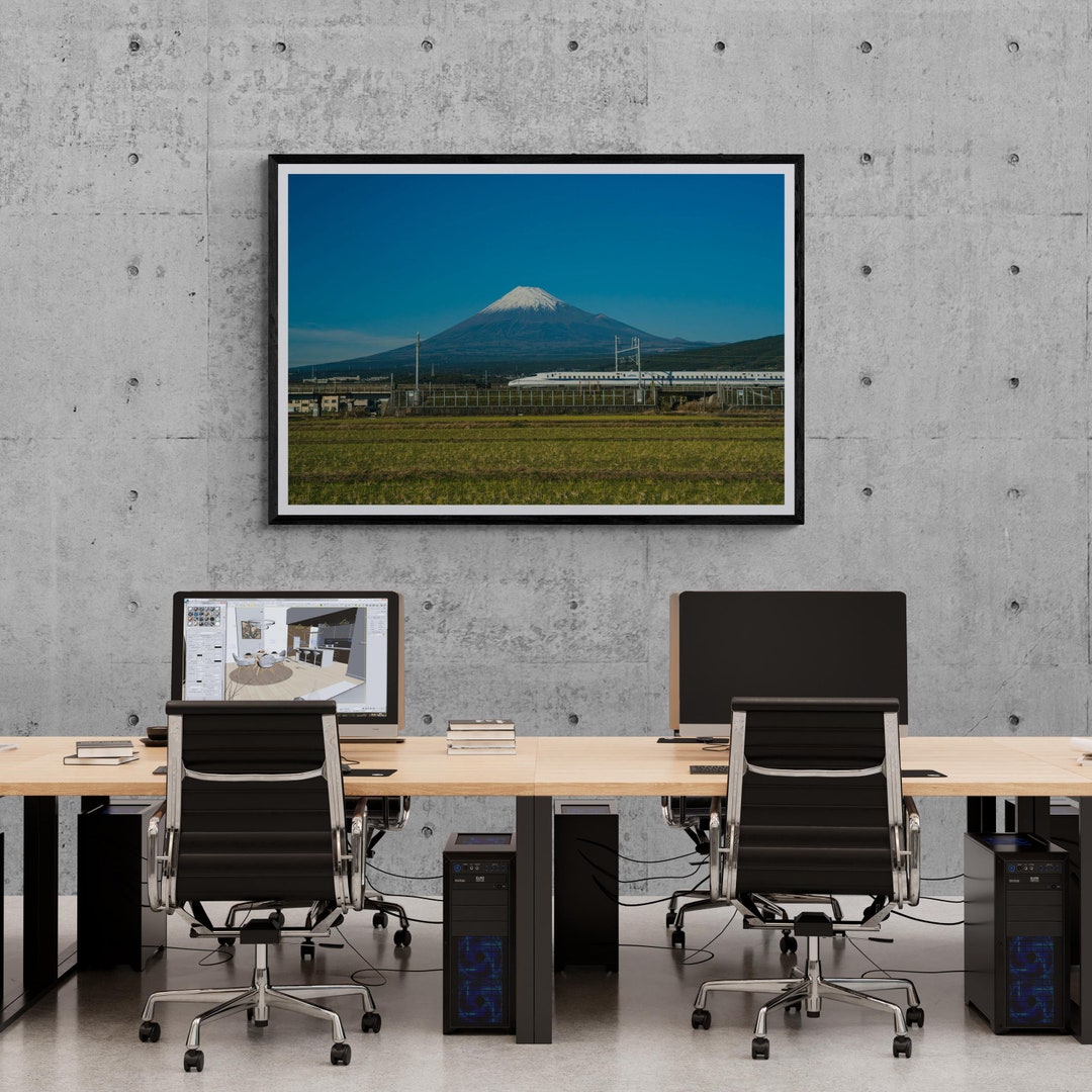 Mount Fuji and a Shinkansen Bullet Train Japan Wall Art Premium Print ...