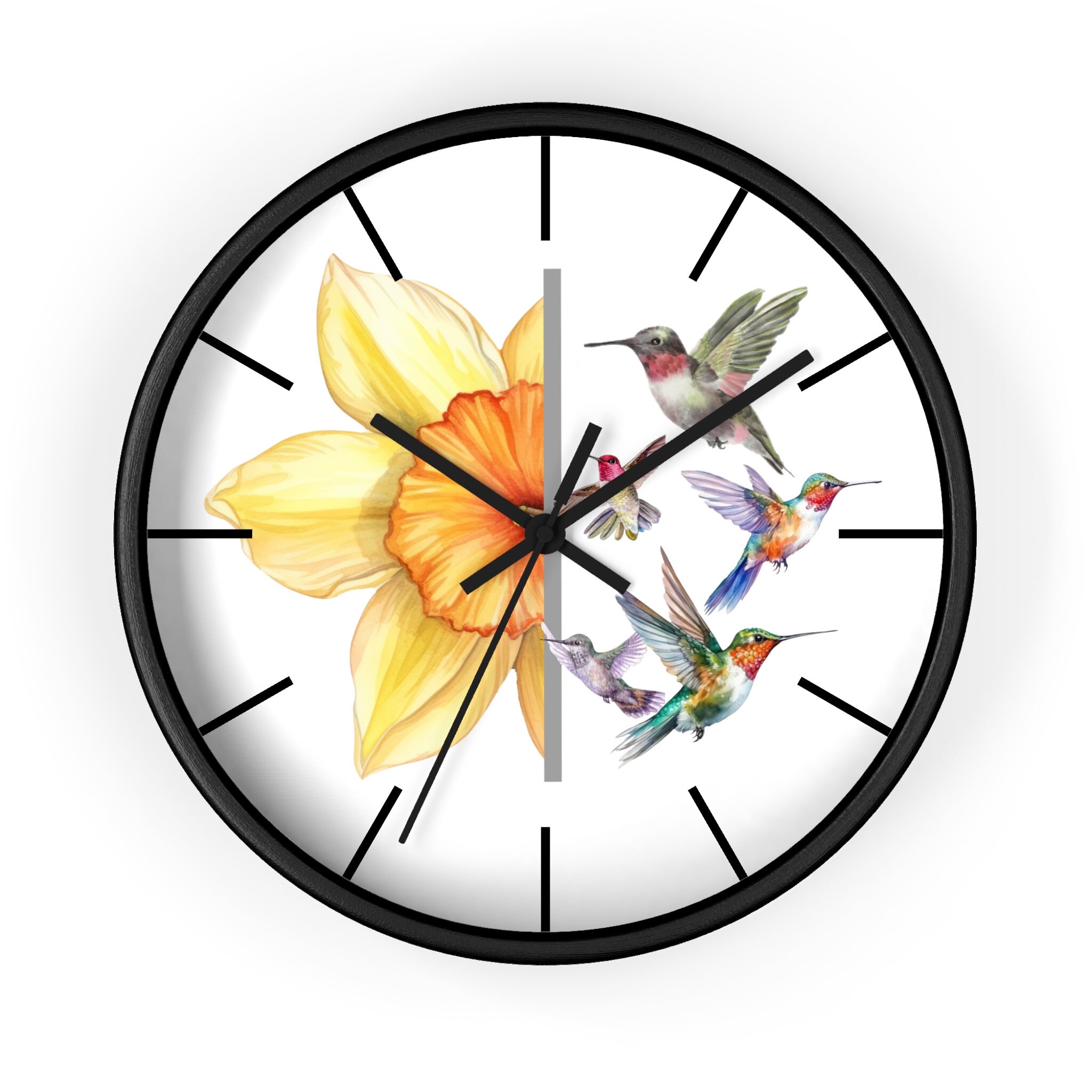 Pollinator Garden Hummingbird Daffodil Wall Clock, Garden Lover Gift ...
