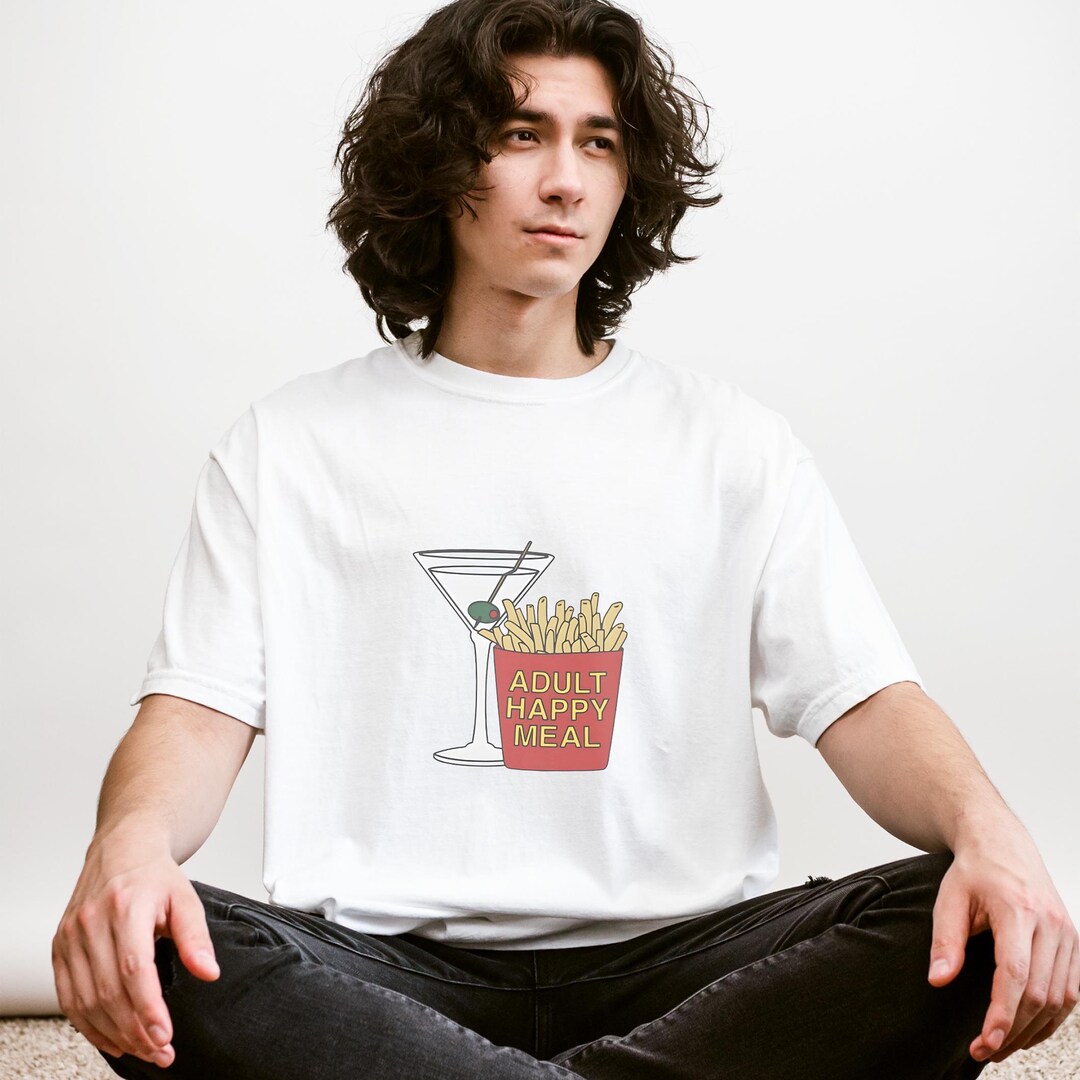 Adult Happy Meal T-shirt, Funny Fast Food Parody Tee, Retro Vintage ...