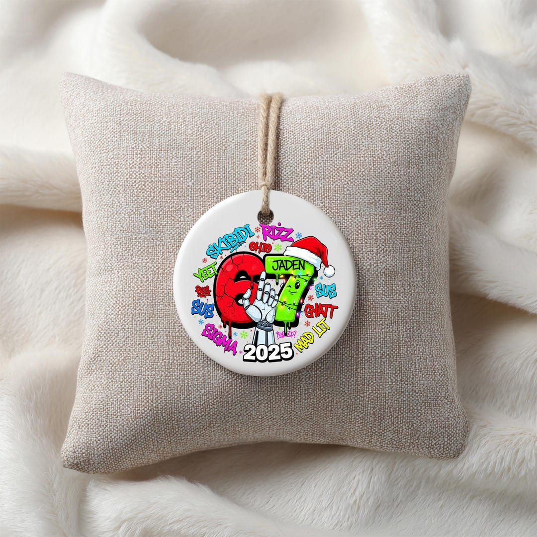 Personalized Name 67 Meme Ornament, Funny 67 Ceramic Ornament Gift for ...
