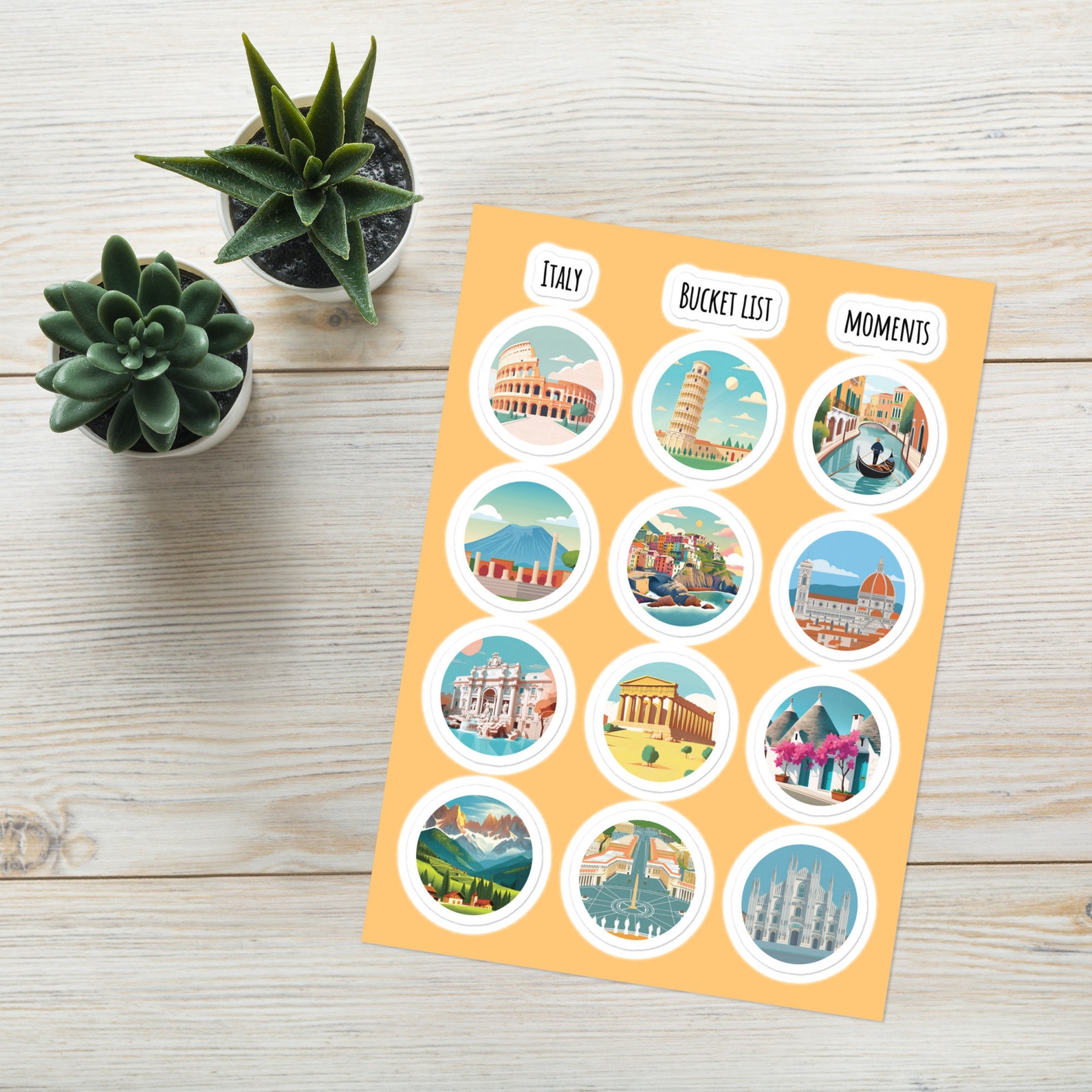 Italy Sticker Sheet Florence Travel Scrapbook Venice Luggage Sticker ...