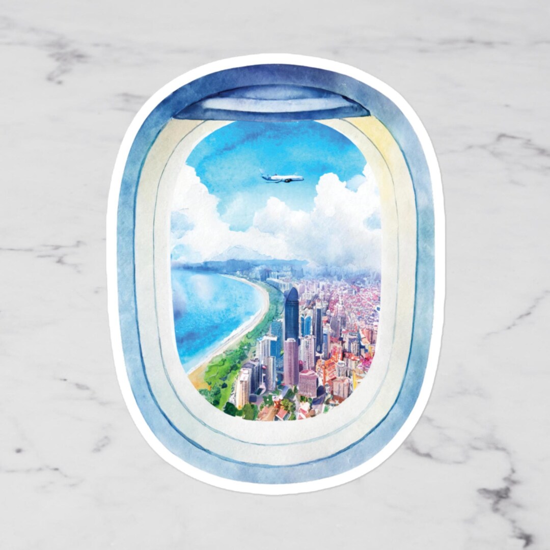 Coastal Plane Window Sticker Luggage Decal Away Suitcase Decal ...