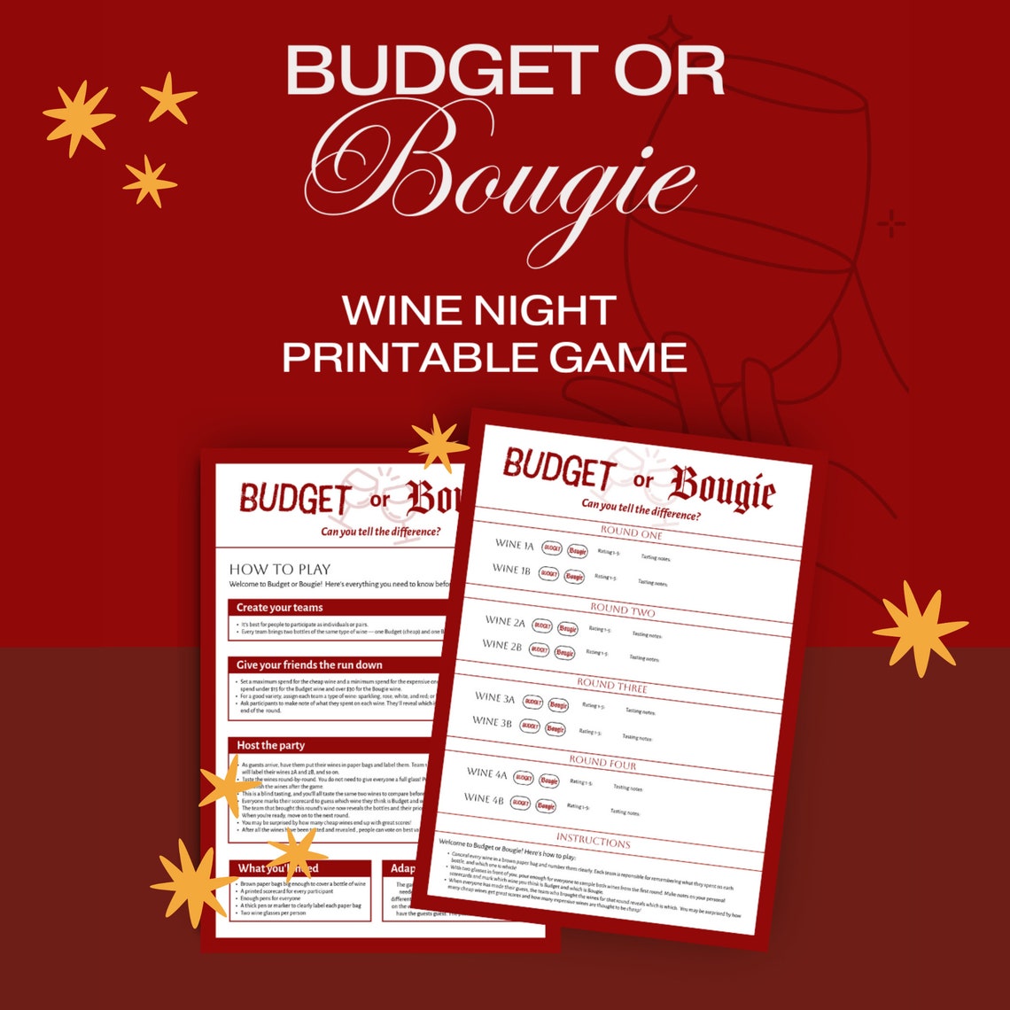 Is Your Wine Budget or Bougie? Fun Printable Game Night Ideas Wine ...