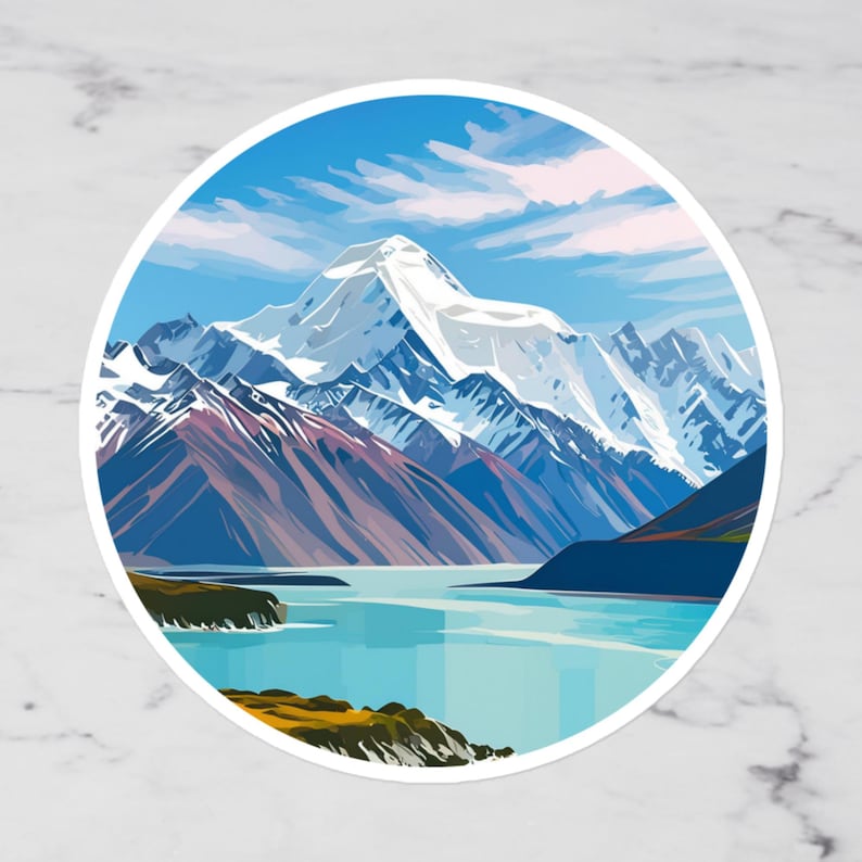 New Zealand Sticker Aoraki Mt Cook Journey Stickers Aotearoa Laptop Stickers Vinyl Stickers ...