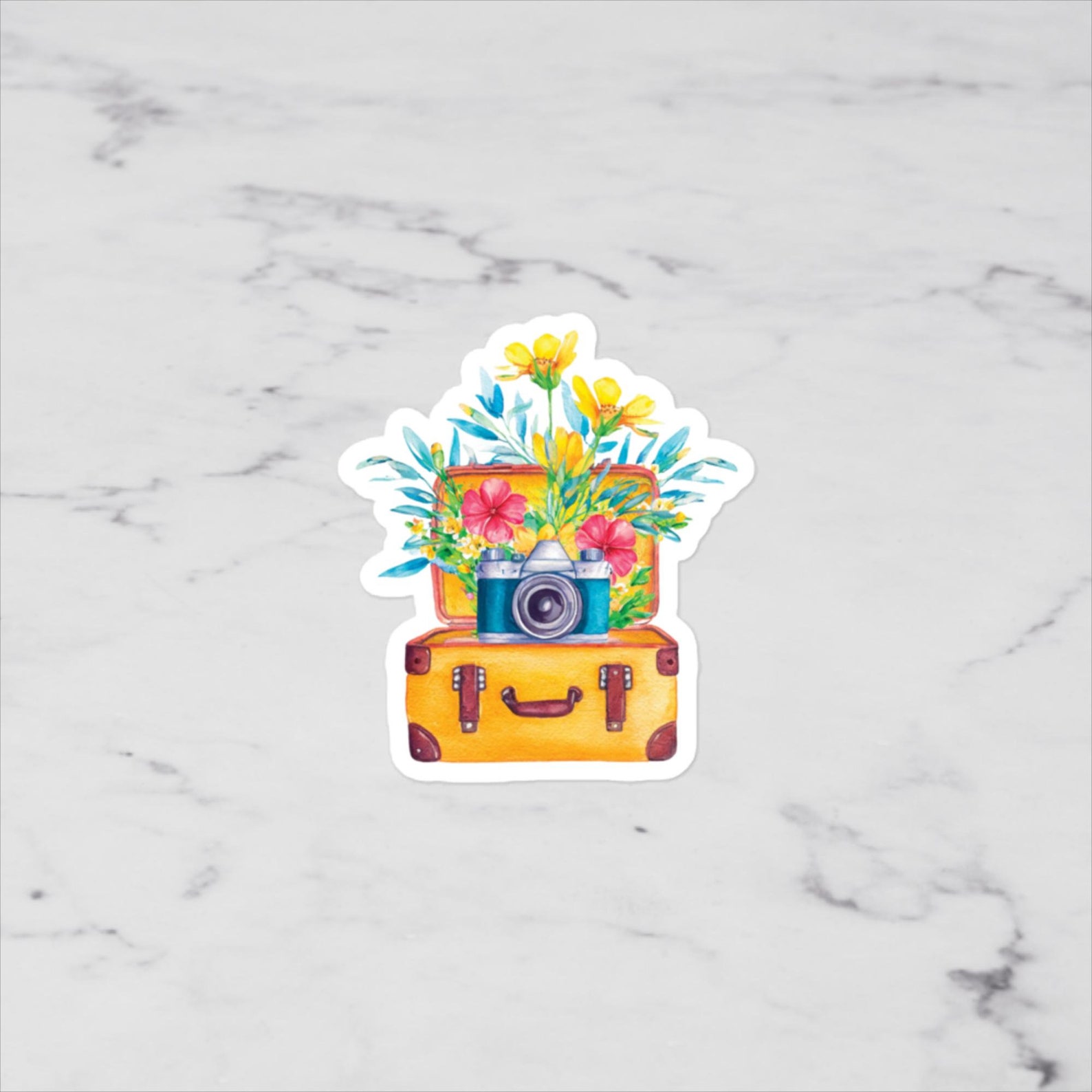 Vintage Suitcase Sticker With Florals, Journey Stickers, Sticker Pack ...