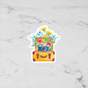 Vintage Suitcase Sticker With Florals, Journey Stickers, Sticker Pack ...