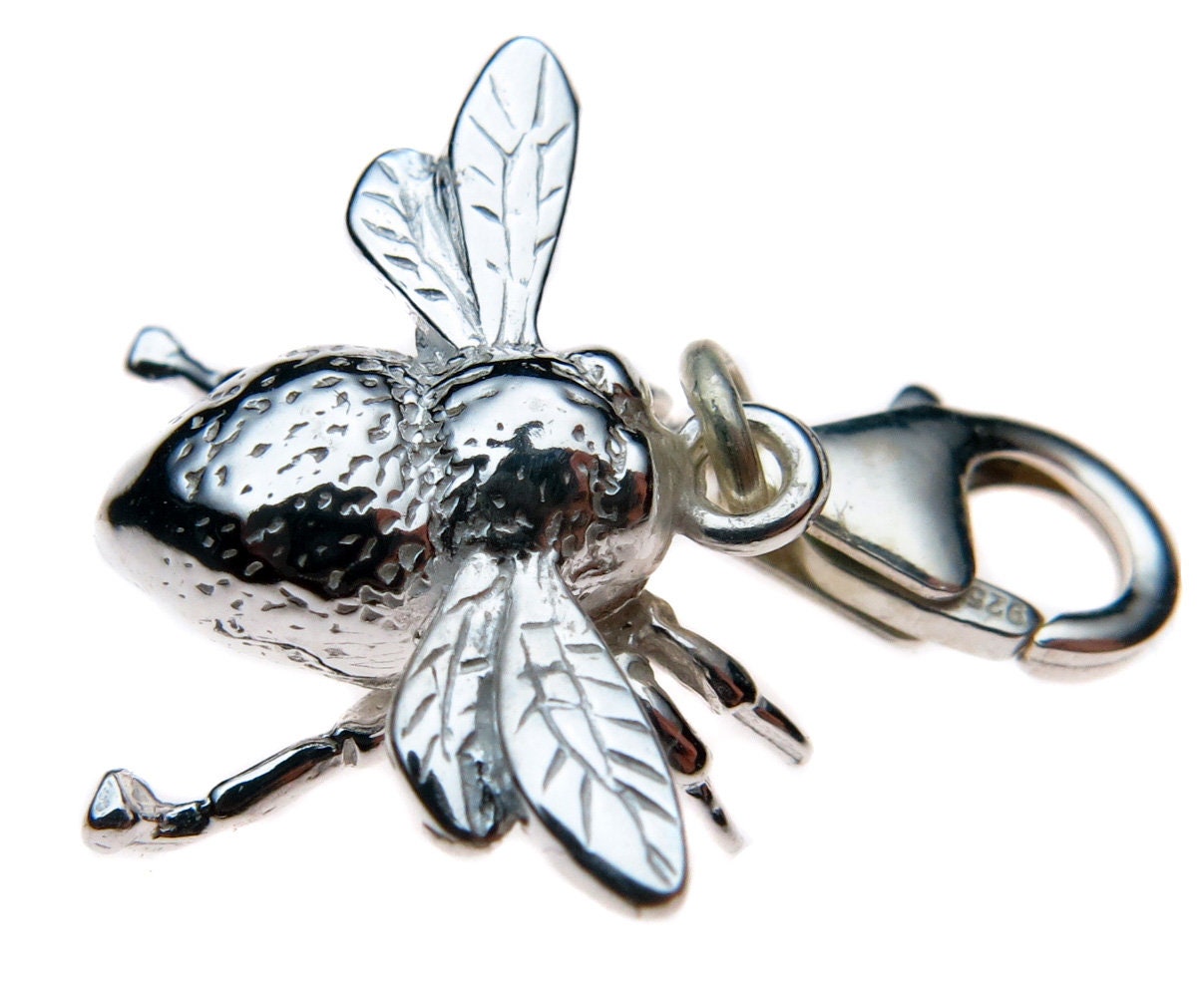 Sterling 925 Silver Bee Clip on Charm Pendant. Handmade by - Etsy Sweden