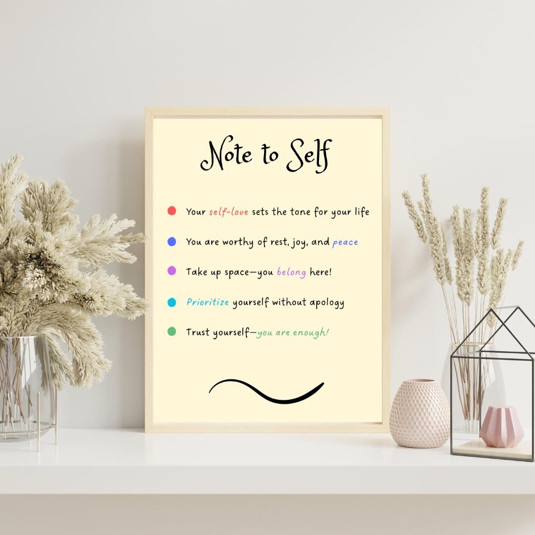DIGITAL PRINT - Note to Self Printable Poster Wall Art | Self-love ...