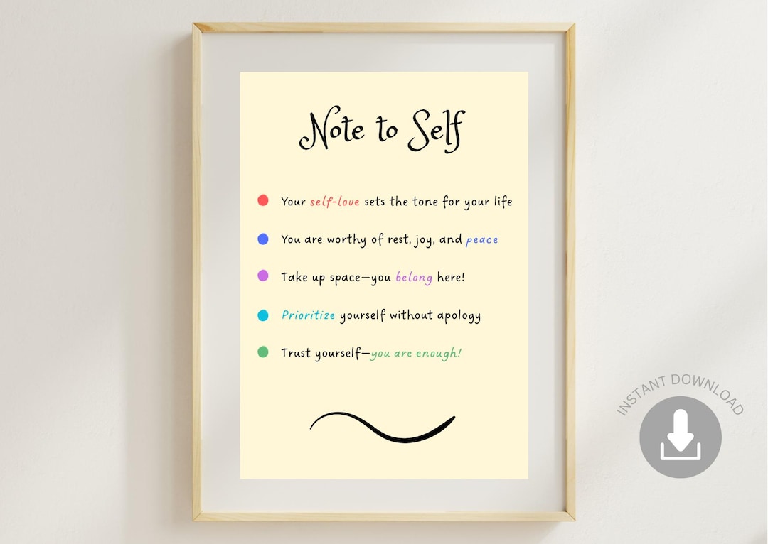 Note to Self Printable Poster: Self-love Affirmations (digital Download ...