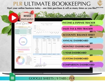PLR Bookkeeping Spreadsheet for Google Sheets Master Resell Rights ...