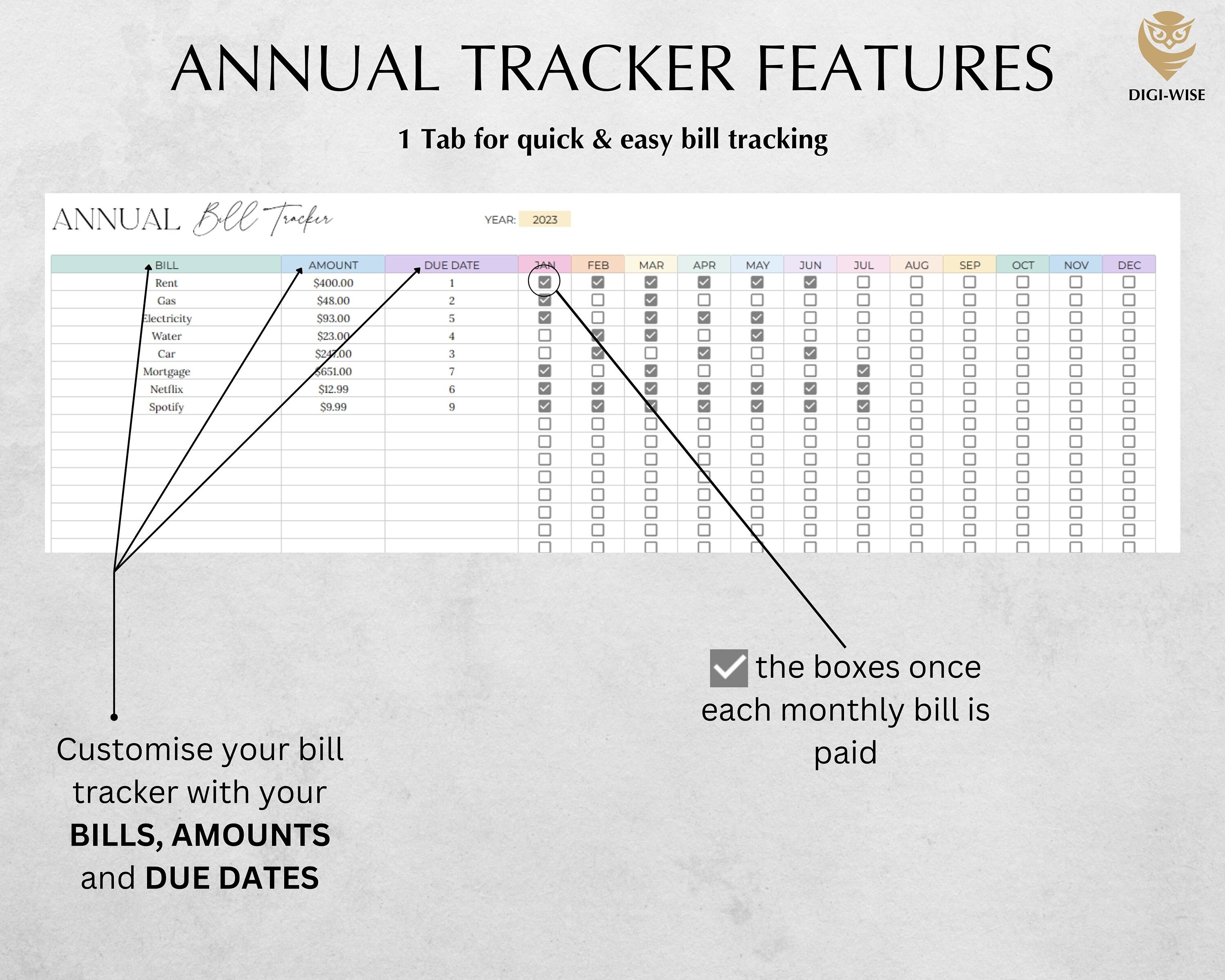 Bill Tracker Spreadsheet Google Sheets Bill Tracker Monthly Bill ...