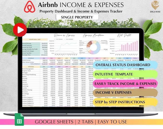 Airbnb Template Income and Expense Spreadsheet Airbnb Host Template ...